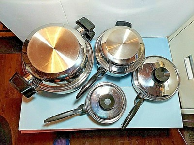 VTG 9 Piece Permanent Cookware Waterless 5 Ply Multi-Core Stainless ...