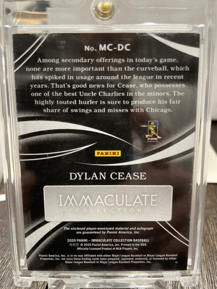 2020 Immaculate Collection Mono-Chrome Dylan Cease Auto /25 on card #MC ...