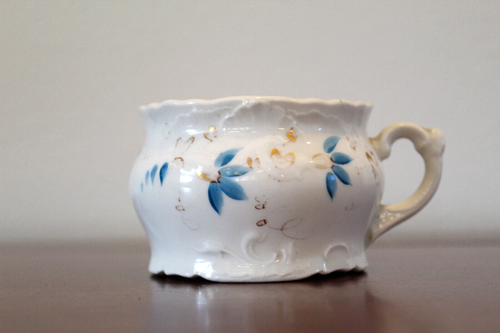 Vintage Mustache Shaving Scuttle Cup Mug - Blue Floral 2.25" Tall ...