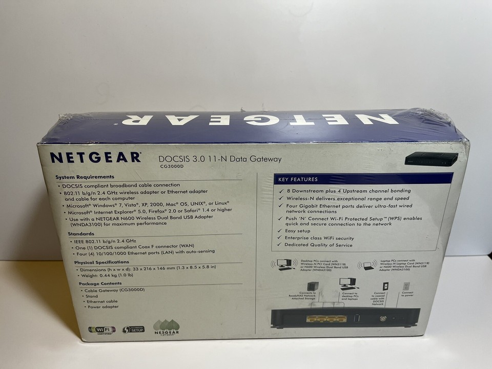 NETGEAR CG3000D Cable Modem + Router For Older Game Systems Ps3 Wii ...