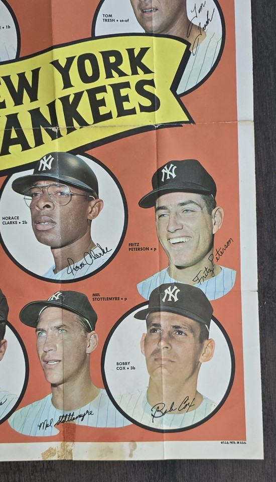 1969 Topps Baseball Team Poster - New York Yankees - Mantle | eBay