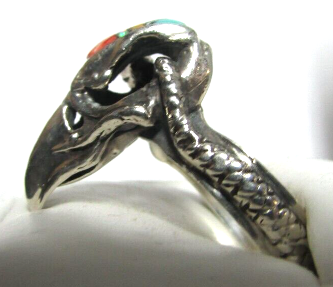 Vtg Men's Navajo Sterling Silver Multi-stone Inlay Snake Vulture Ring ...