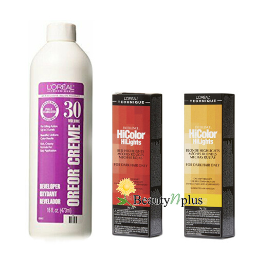 L'Oreal Hicolor Dark Hair 2 Packs + Oreor 30V 16 oz (Choose 6 Colors ...