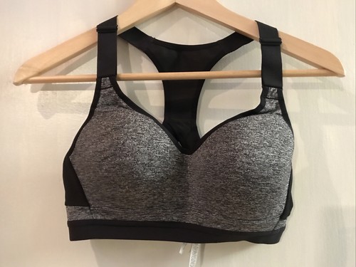Victoria’s Secret Sport Bra Gray Black Racerback Molded Cups Women’s ...