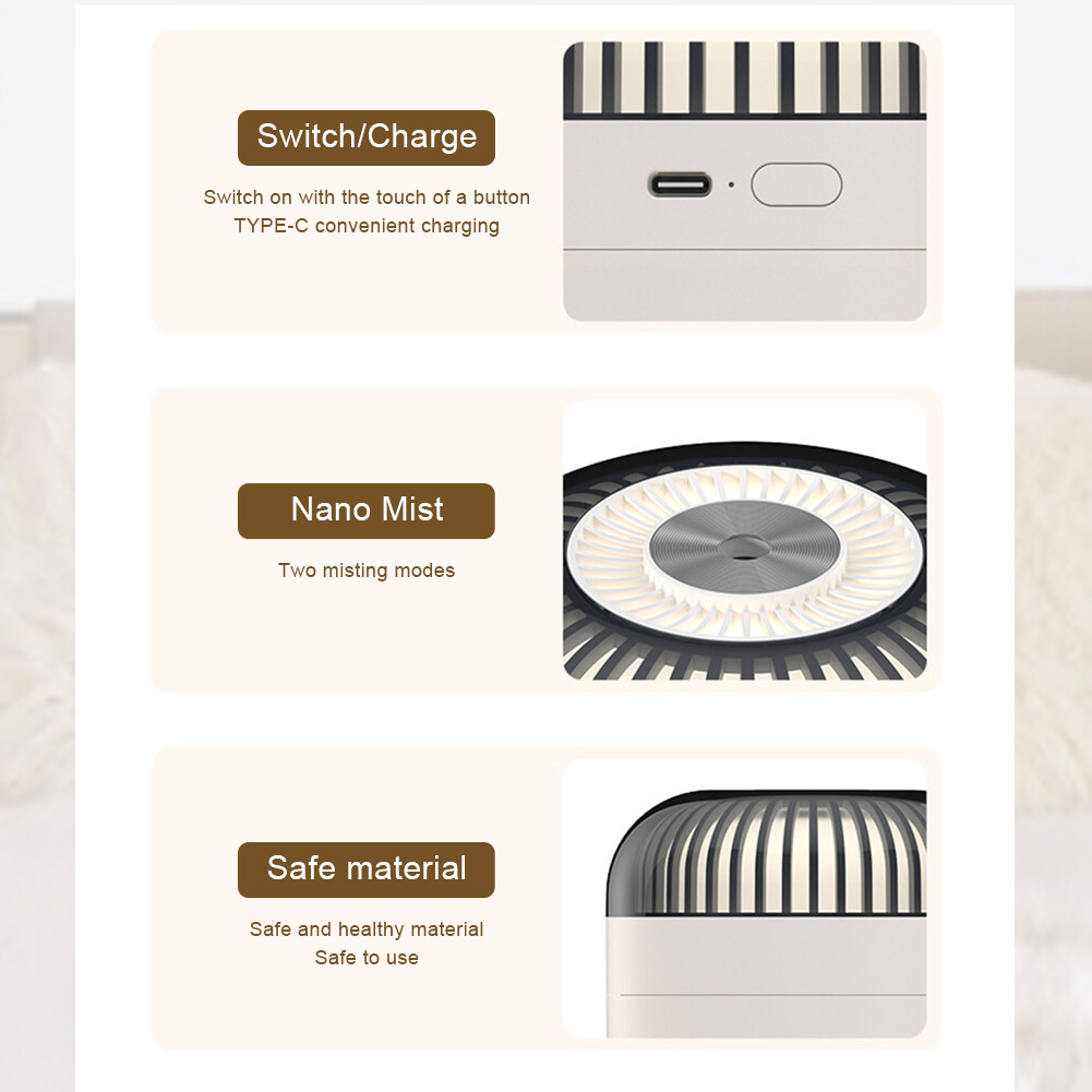 AU 500ml Cool Mist Humidifier with Night Light Quiet Desktop Humidifier ...