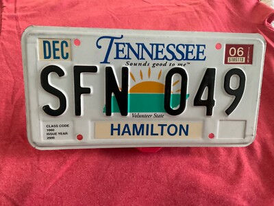 License Plate Tennessee Sunrise Design 2006 SFN 049 Hamilton County ...