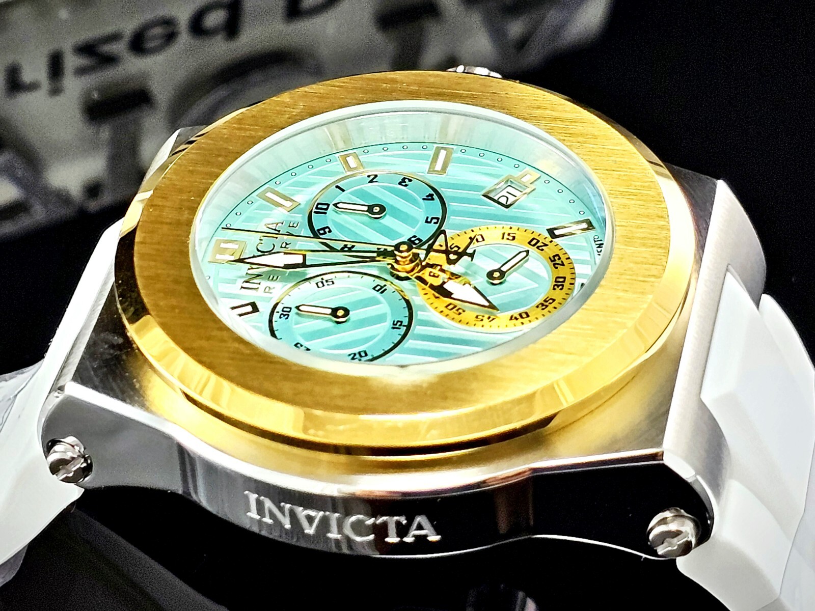 INVICTA 50MM MEN’S RESERVE AKULA SWISS CHRONO TURQUOISE DIAL W/GOLD ...