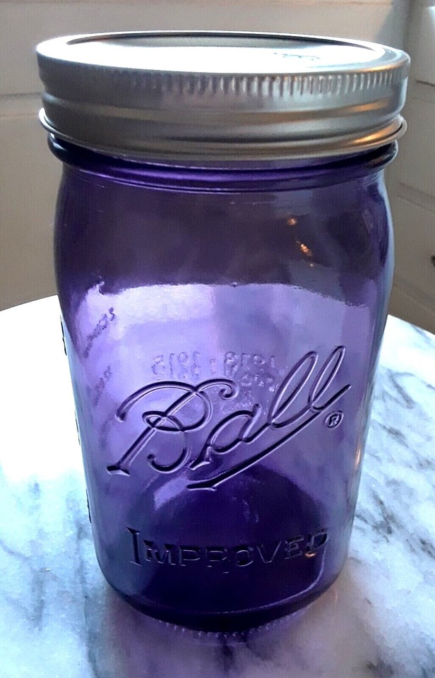 BALL Purple MASON JAR QUART ~ Wide Mouth ~ Food Storage ~ Band Lid ...