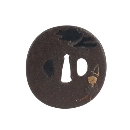 Japanese Sword Tsuba Edo Period Iron Gold Silver Inlay Village ...