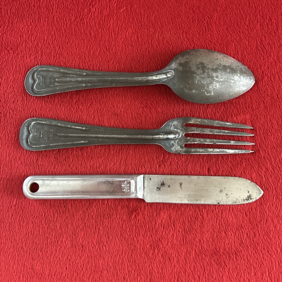 WW1 US Army Mess Kit Utensil Set Spoon Knife Fork 1917 1918 | eBay