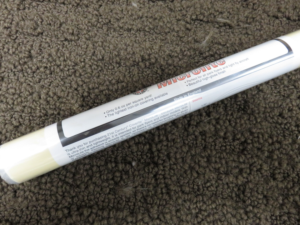 White Microlite Coverite 6 Ft Roll Film Covering R/C Model Airplane #3 ...
