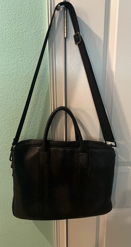 Hugo Boss Pebble Leather Briefcase With Computer Insert And Shoulder ...