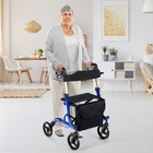 2-in-1 Folding Aluminum Rollator Walker Adjustable Handle W/ Seat 8 ...