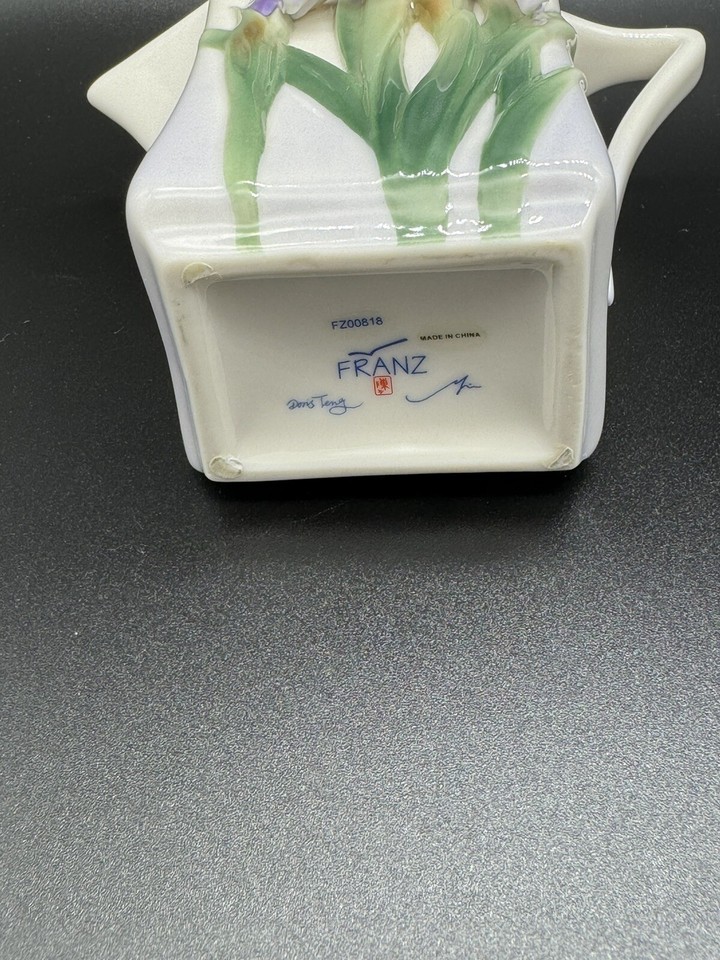 Franz Collection Porcelain Purple Iris Flower Square Cup & Teapot Set ...