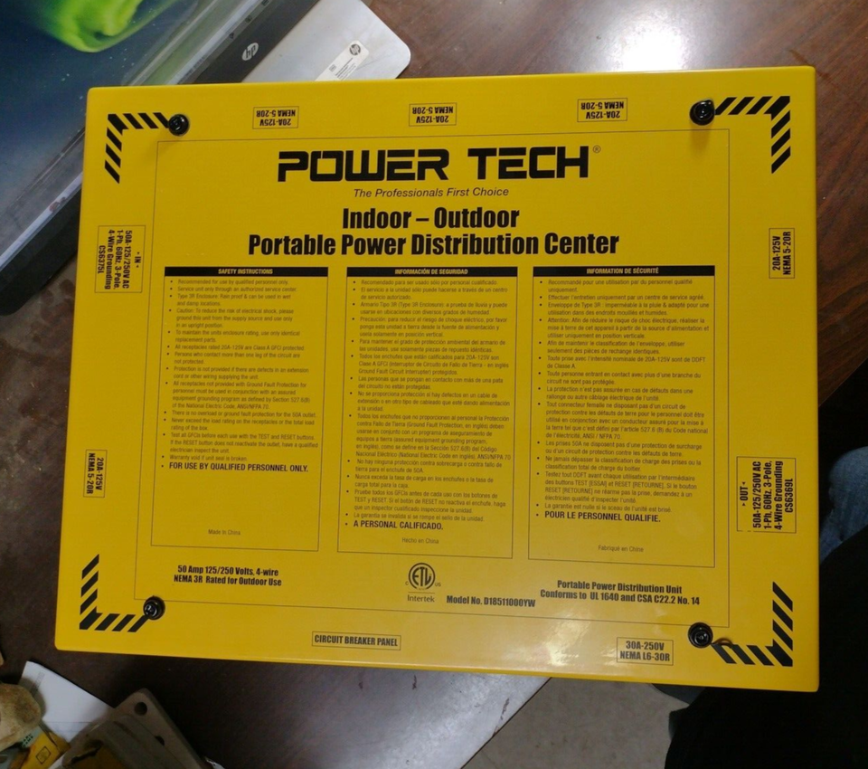 POWER TECH D18511000YW POWER DISTRIBUTION BOX 50 AMP 12 OUTLET NEW IN ...
