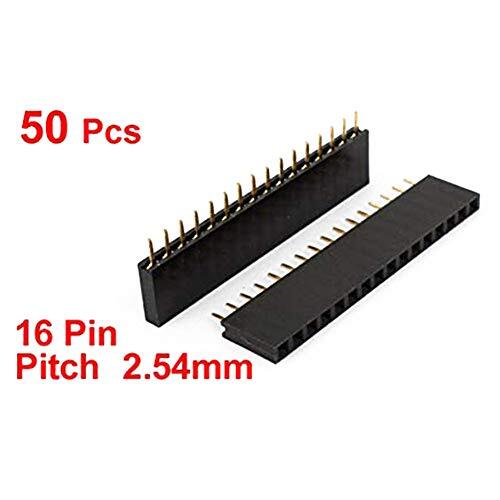 Dahszhi 50pcs 2.54mm Spacing Female 16 Pins Pcb Header Connector Single ...