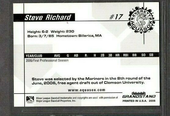 2006 Grandstand #17 Steve Richard Everett AquaSox Signed Autograph (F21 ...