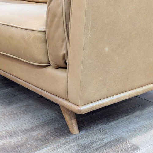 Article Tan Leather Timber Modern Corner Sectional Sofa | eBay