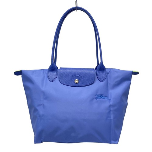 Used LONGCHAMP Le Pliage Club Shoulder Bag Folding Light Blue Leather ...