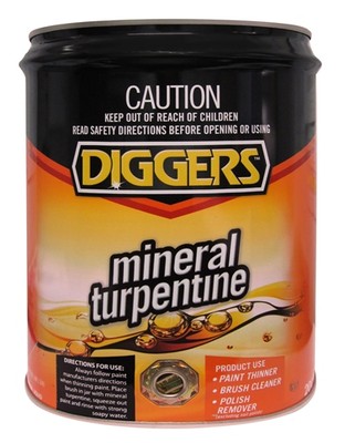 Diggers Mineral Turpentine Turps 20L Drum Bulk Paint Thinners Brush ...
