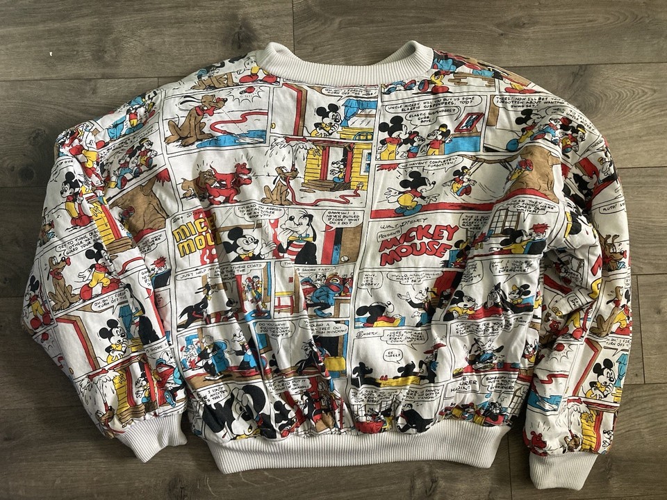 Vintage Crewneck Disney Comic Strip Sweater Women’s M Reversible Minnie ...