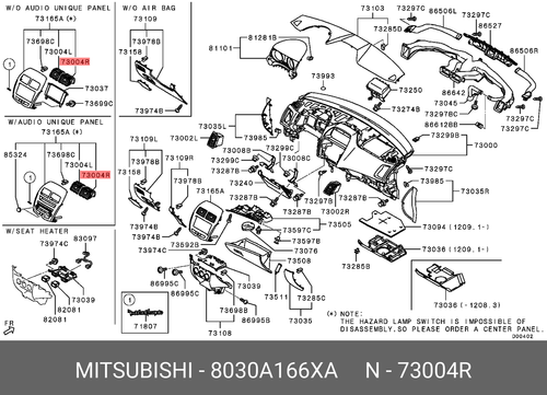 Genuine OE Register Assembly Instrument Panel for Mitsubishi 8030A ...