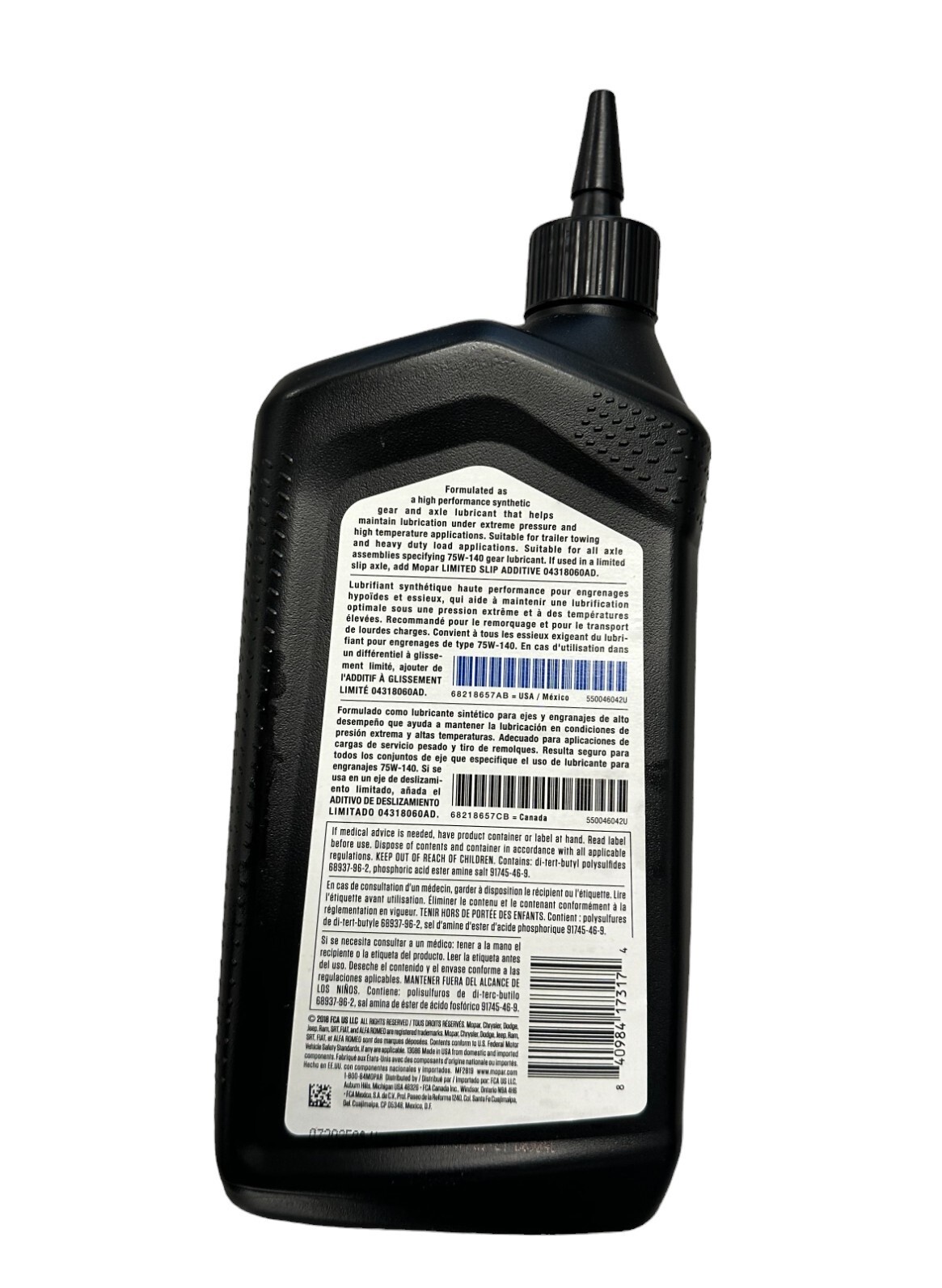 68218657AB SAE 75W-140 Synthetic Gear & Axle Lubricant New Mopar OEM | eBay