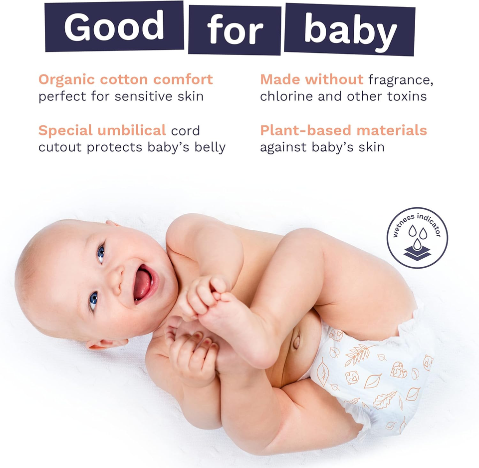 Pura Size 1 Eco-Friendly Diapers (4-11Lbs) Hypoallergenic, Soft Organic ...