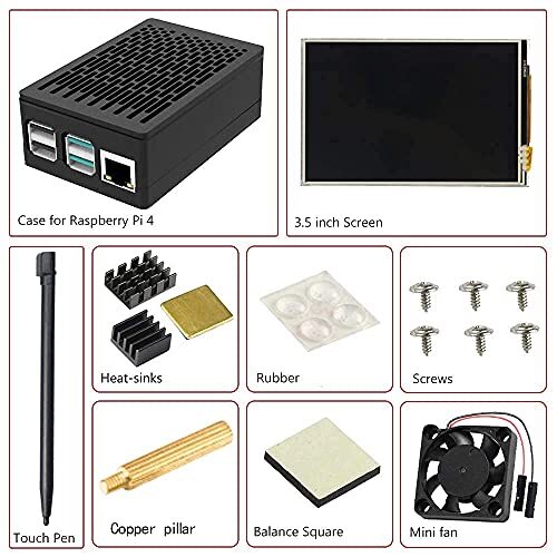 for Raspberry Pi 4 TFT 3.5 inch Touch Screen with Case Mini Cooling Fan ...
