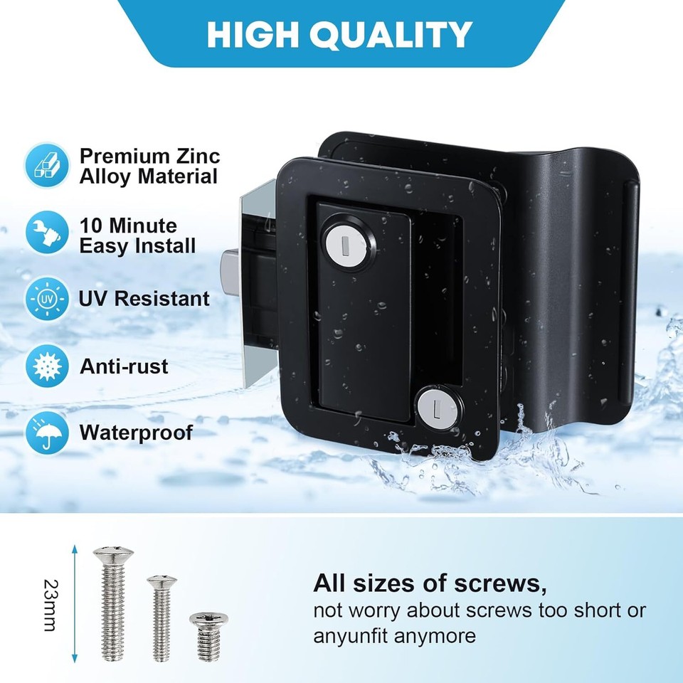 2 Black RV Paddle Entry Door Lock Latch Handle Knob Deadbolt Camper ...