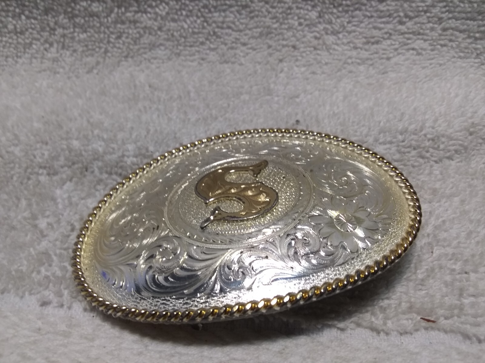 Montana Silversmiths Letter S Silver Plate Buckle Sil… - Gem