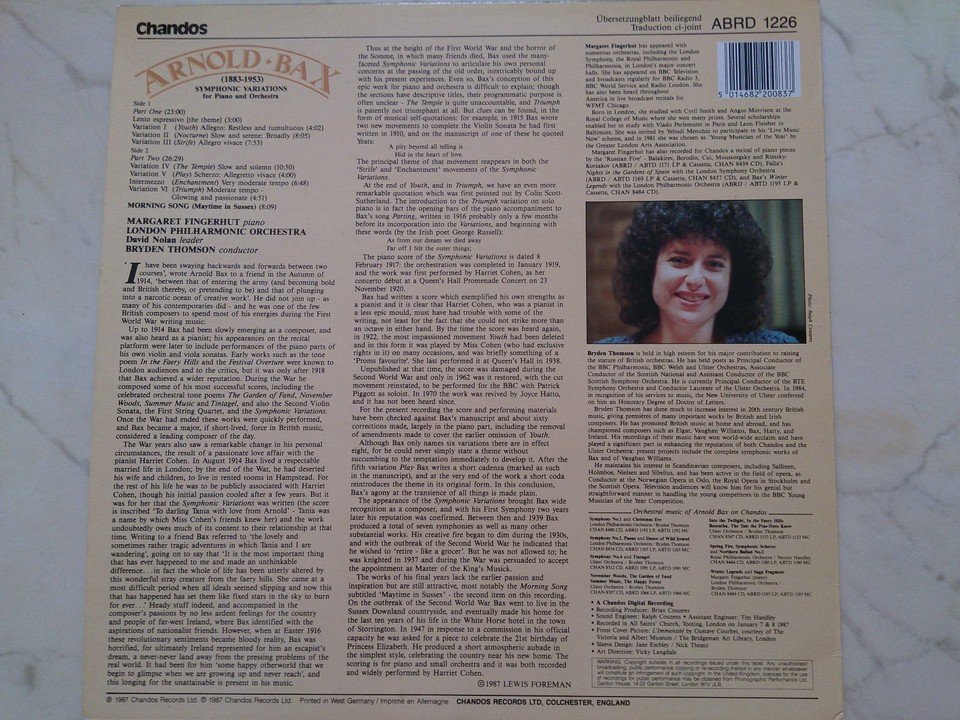 Bax Symphonic Variations Chandos Label Dmm Rare Vinyl LP | eBay