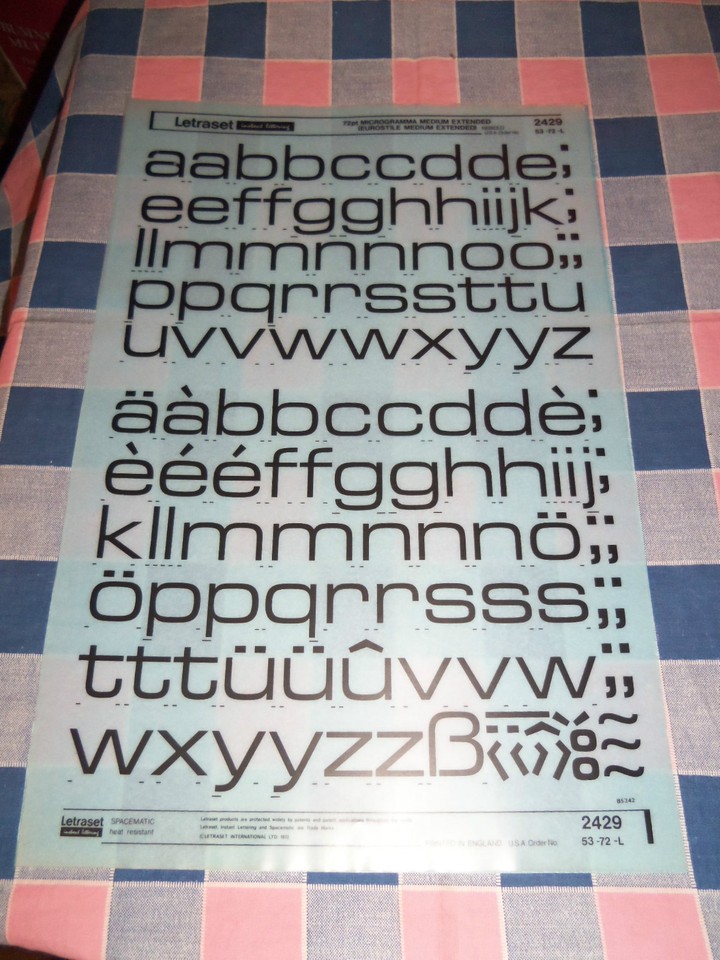 g. NOS Letraset Lettering 10 x 15 Sheet Various Fonts Sizes Use Drop ...