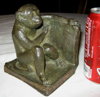 ANTIQUE US CAST IRON MONKEY ART STATUE SCULPTURE DOOR WEIGHT DOORSTOP ...