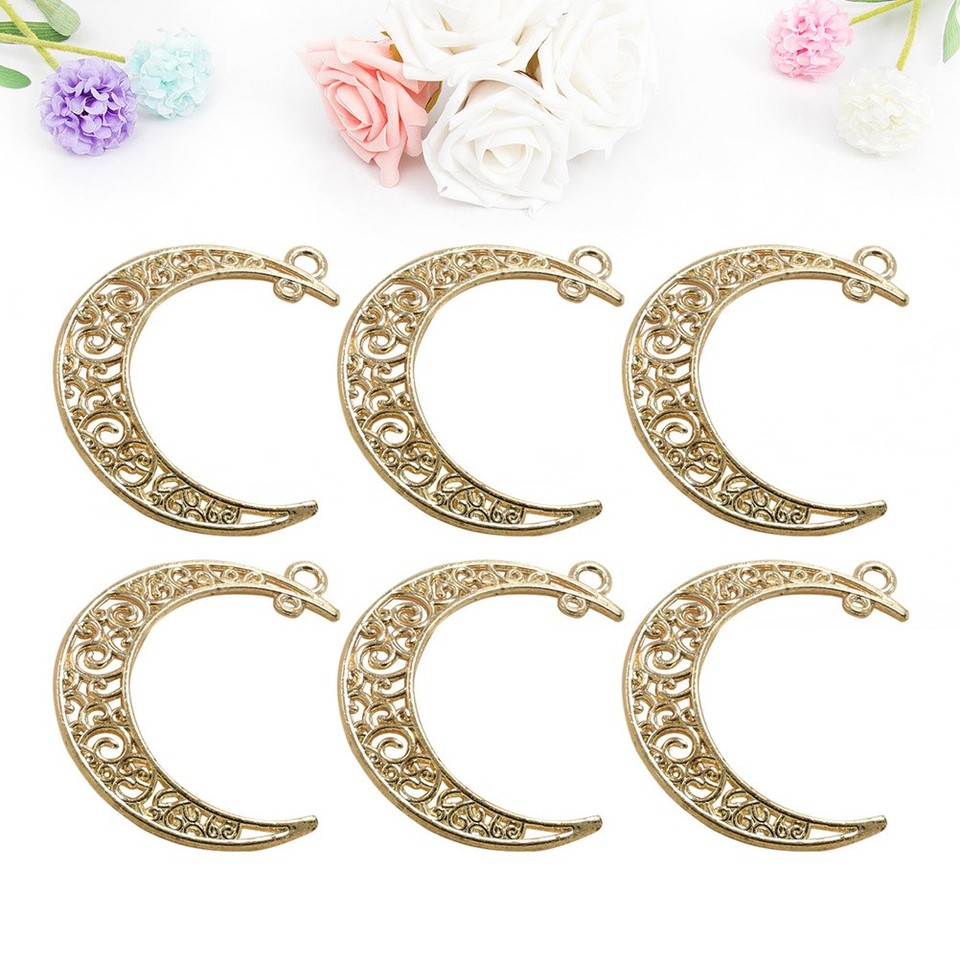 20pcs Alloy Hollow out Moon Pendants Charms DIY Jewelry Making ...