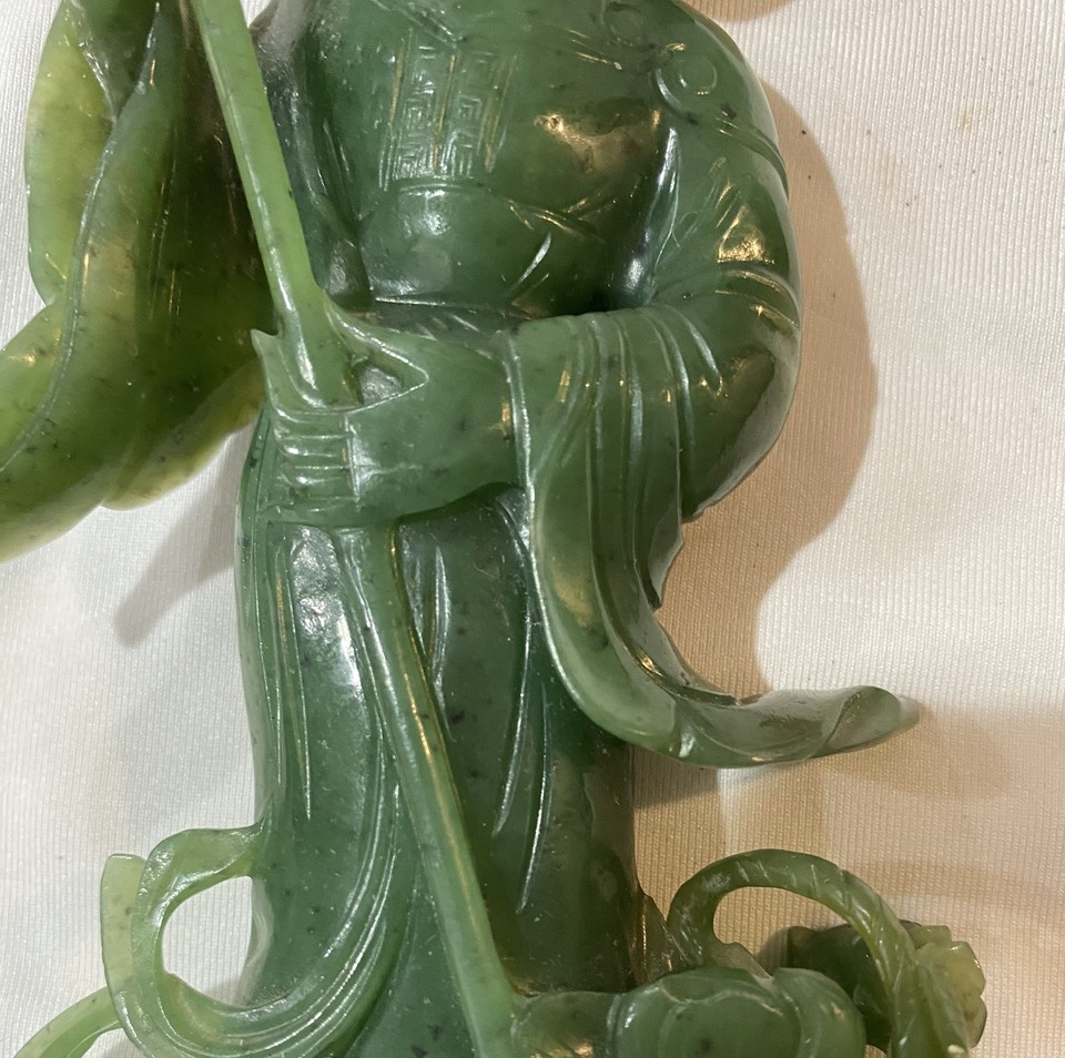 Antique Chinese Qing Dynasty Carved Green Jade Lady Figure | eBay
