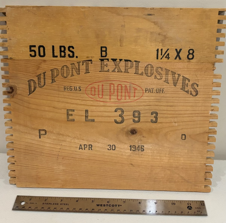 1946 DuPont Explosives Dynamite Wooden Box panel - antique dynamite box ...