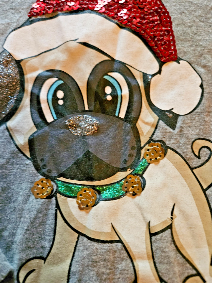 Pug Long Sleeve Grey Xmass Pug Shirt Size Small 7/8 | eBay