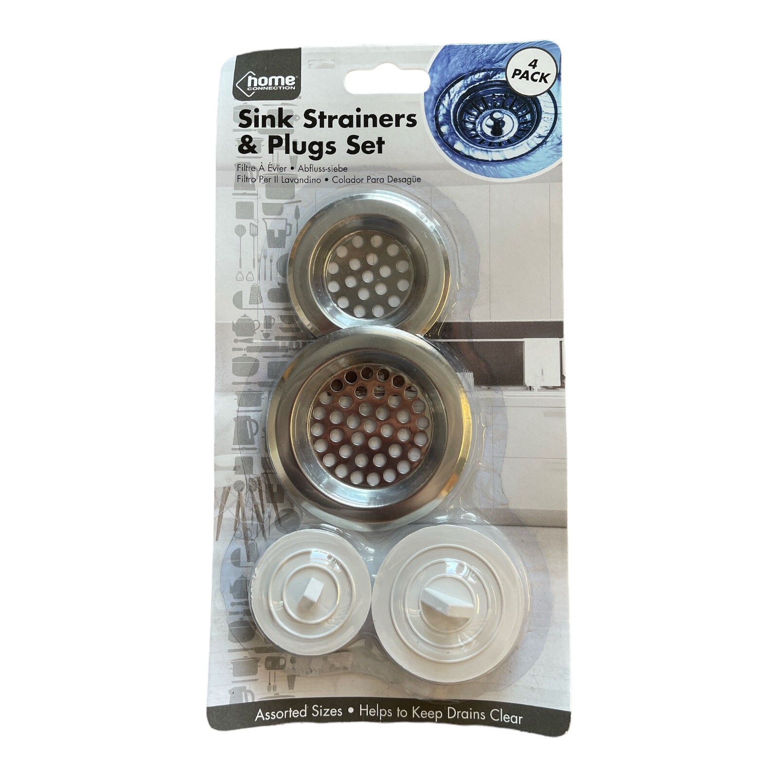 PMS Sink Strainer & Plugs Set - Kitchen and Bathroom Accessories - 4 in ...