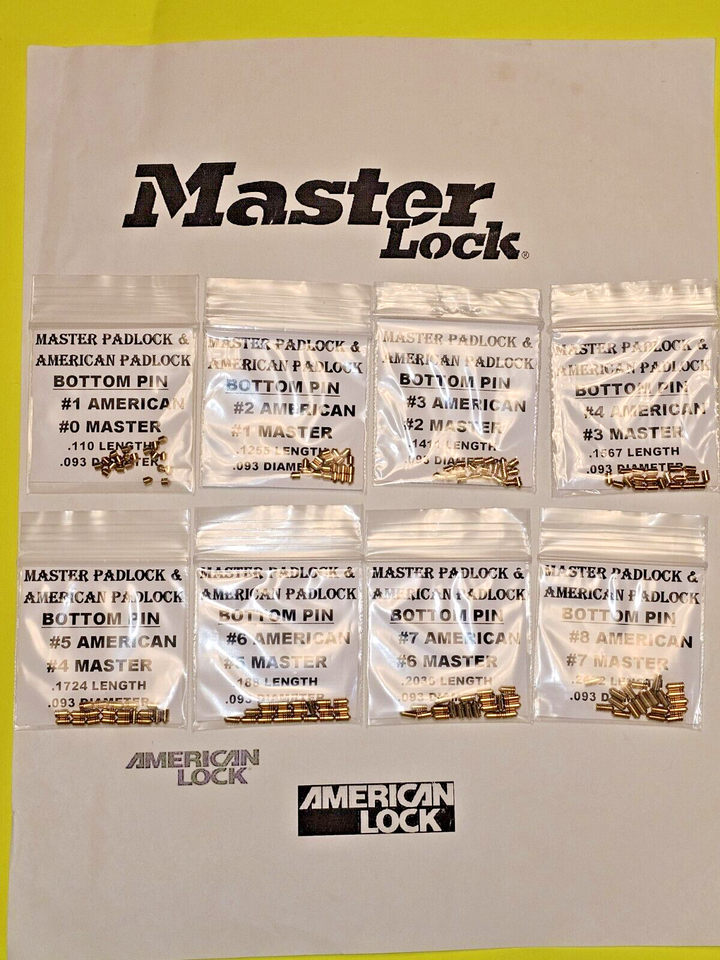 MASTER AMERICAN LOCK CYLINER REKEY SET KIT LOT COLORED & SERRATED PINS ...