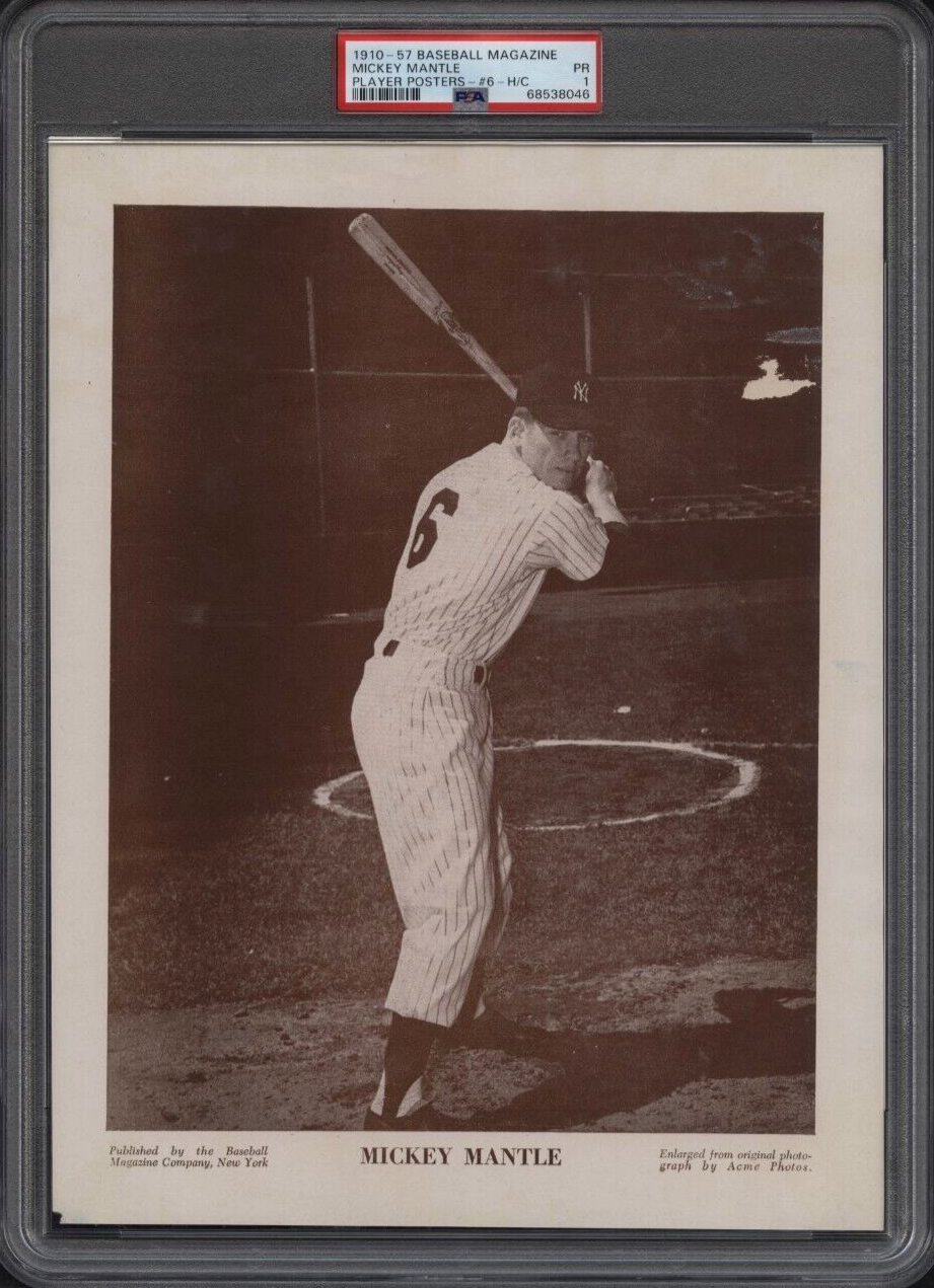 M114 Baseball Magazine MICKEY MANTLE #6 ROOKIE 1951 Player Poster PSA ...