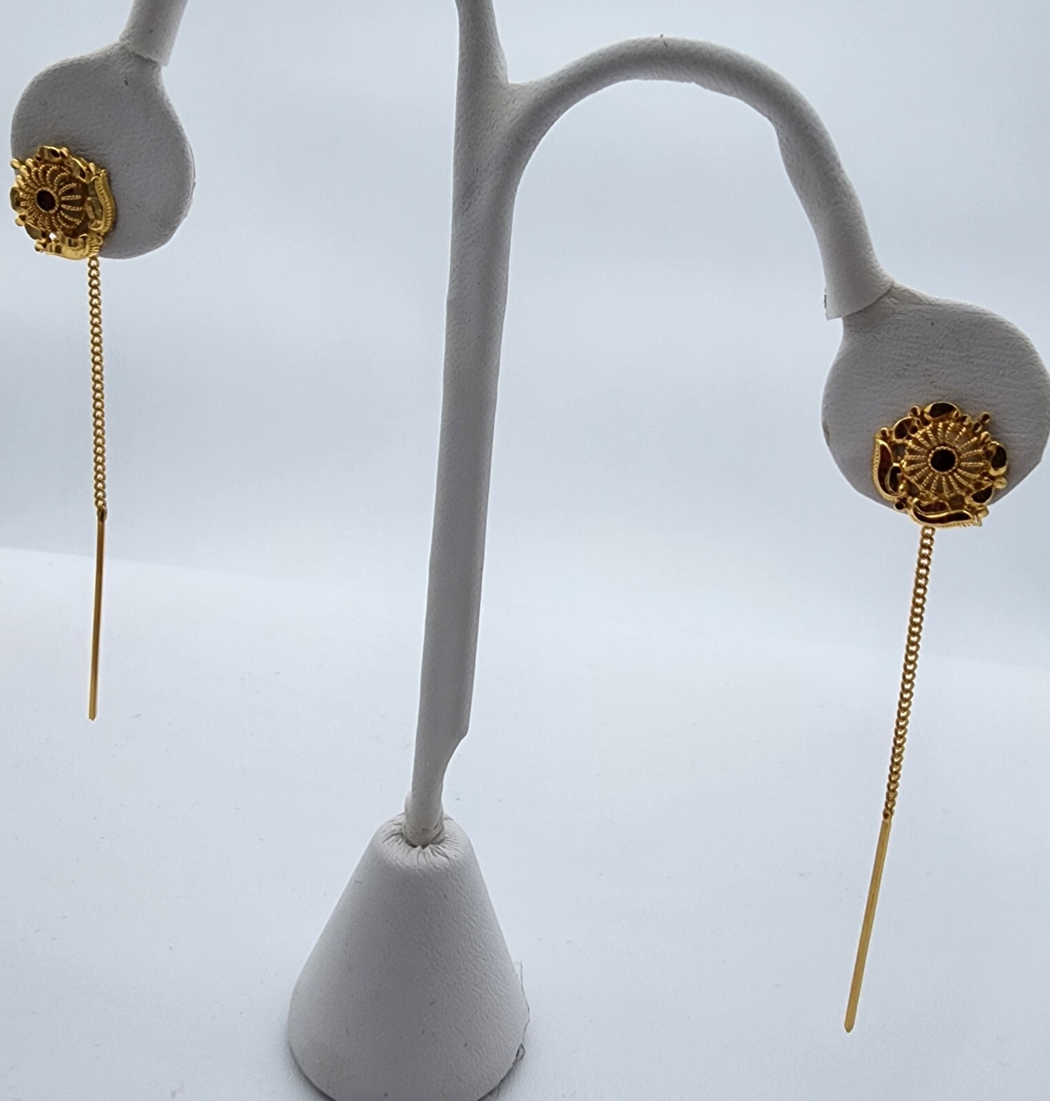 20k .833 Gold Red Enamel Cannetille India Threader Earrings Au 2302 | eBay