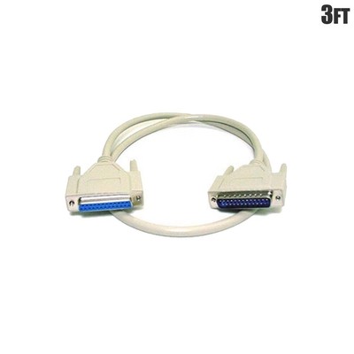 3FT DB25 25 Pin RS232 Male to Female Serial Parallel Printer Extension ...
