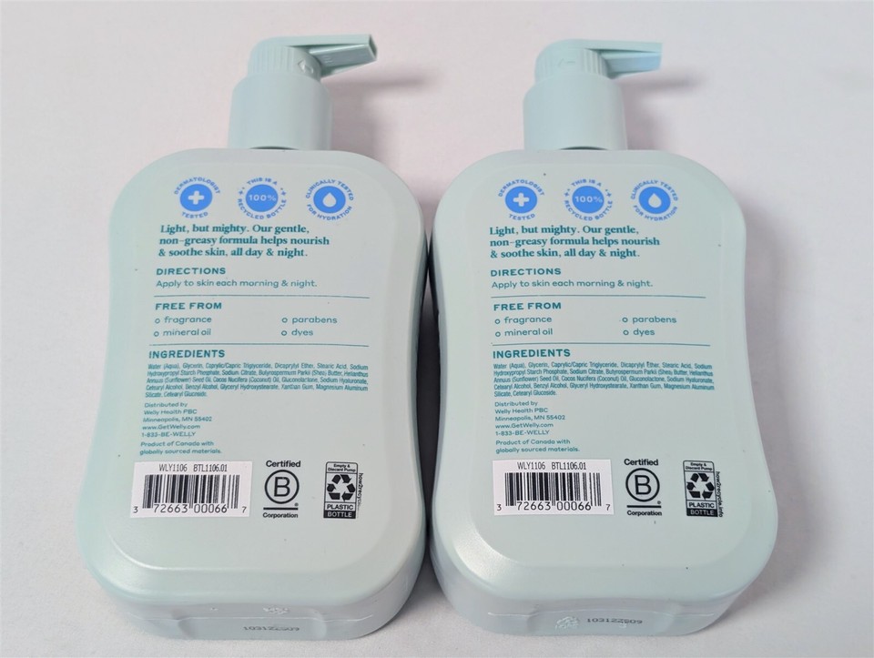 Lot of Two 16oz Welly Daily Hydration Body Lotion - Fragrance Free ...