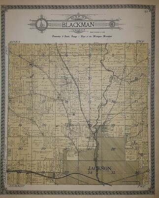 1911 Plat Map ~ BLACKMAN Twp. JACKSON Co., MI ~ PORTAGE RIVER - VAN ...