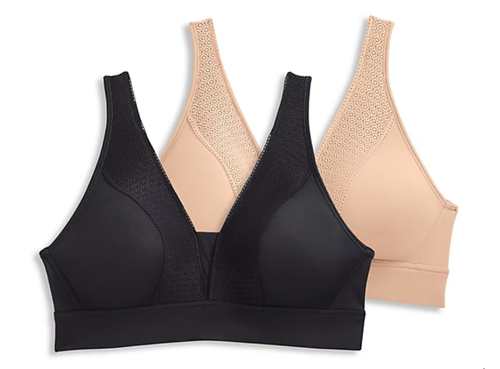 Jockey - Set of 2 Forever Fit Lightly Lined Soft Lace Bra - 1 Black 1 ...