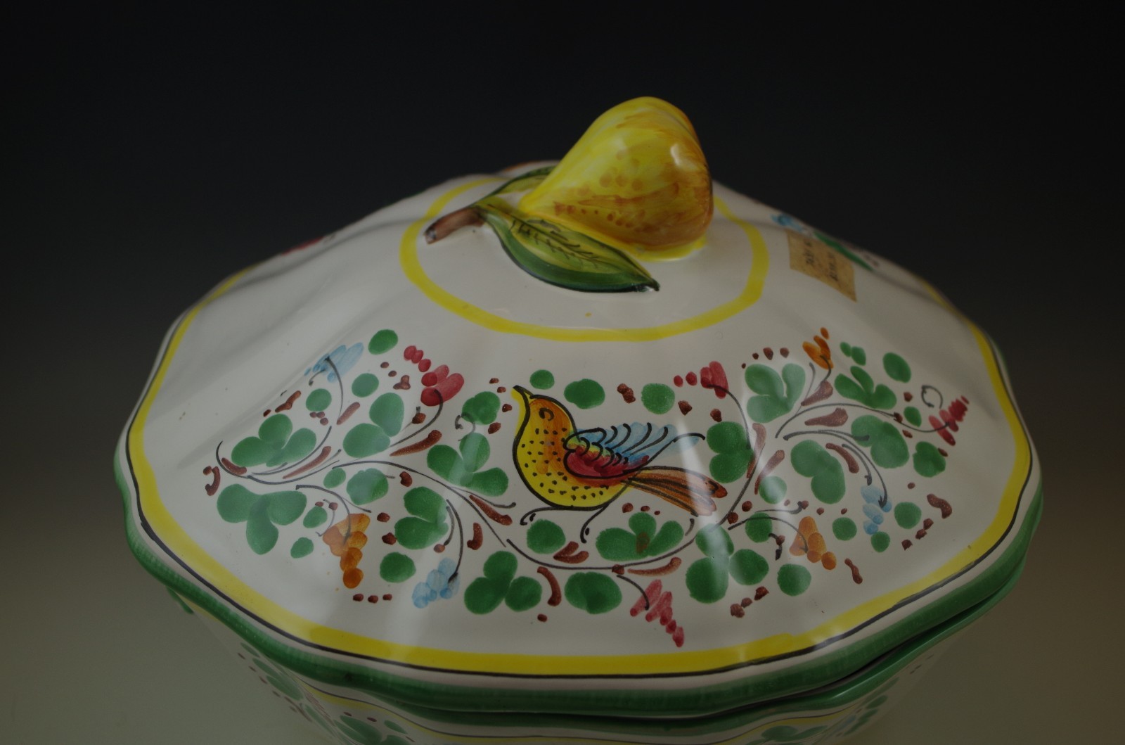 DERUTA POTTERY ITALY ARABESCO BIRD TUREEN PEAR FINIAL Nos VTG | eBay