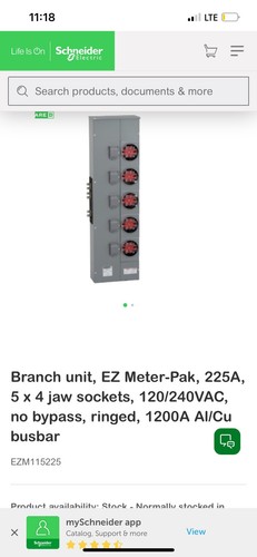 Square D EZM115225 5 Position Meter Stack 225A/ Socket RINGED No Bypass ...