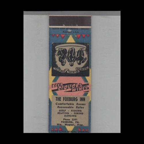 Matchbook Cover Monkey The Foxburg Inn Foxburg, PA | eBay