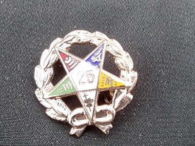 25 YEAR MASONIC EAST STAR HAT LAPEL PIN FREEMASONRY ENAMEL INLAY ...